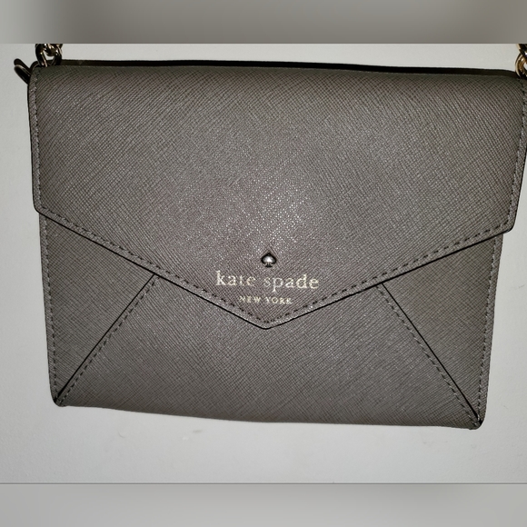 kate spade | Bags | Kate Spade Envelope Small Crossbody Gray Leather W ...